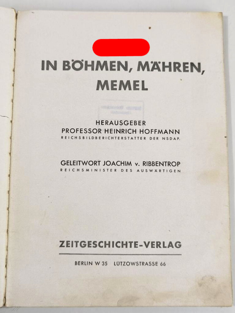"Hitler in Böhmen-Mähren-Memel" Bildband, Heinrich Hoffmann, Berlin,