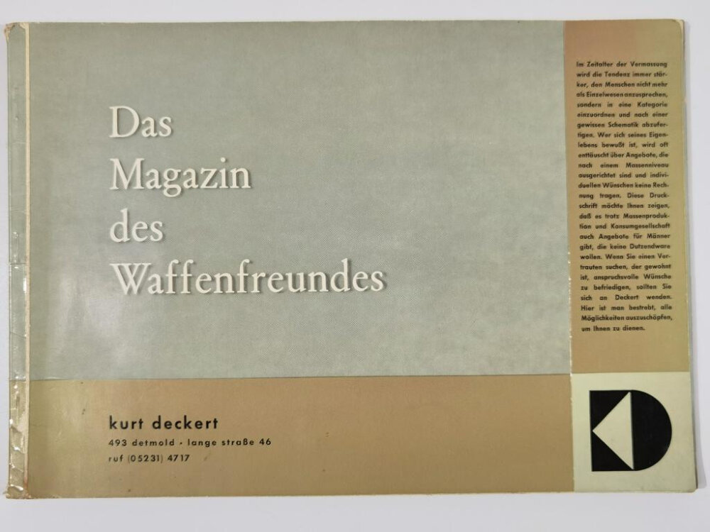 Deutschland nach 1945, 60 seitiger Prospekt " Kurt Decker , das Angeb