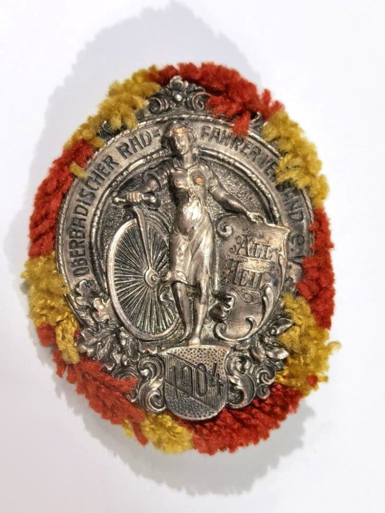 Oberbadischer Radfahrerverband " All Heil " Mitgliedsabzeichen 49mm,