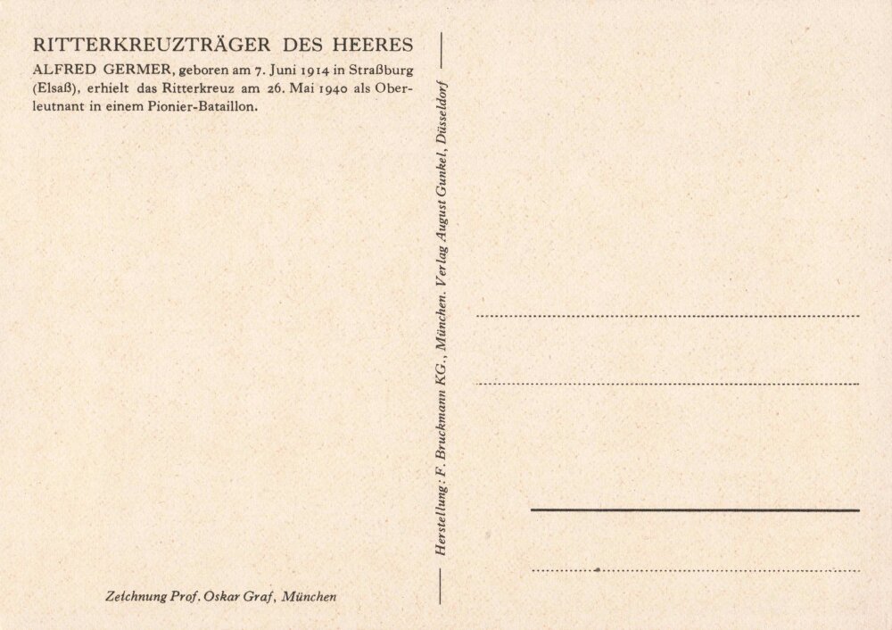 Ansichtskarte "Ritterkreuzträger des Heeres: Alfred Germer", 20,00
