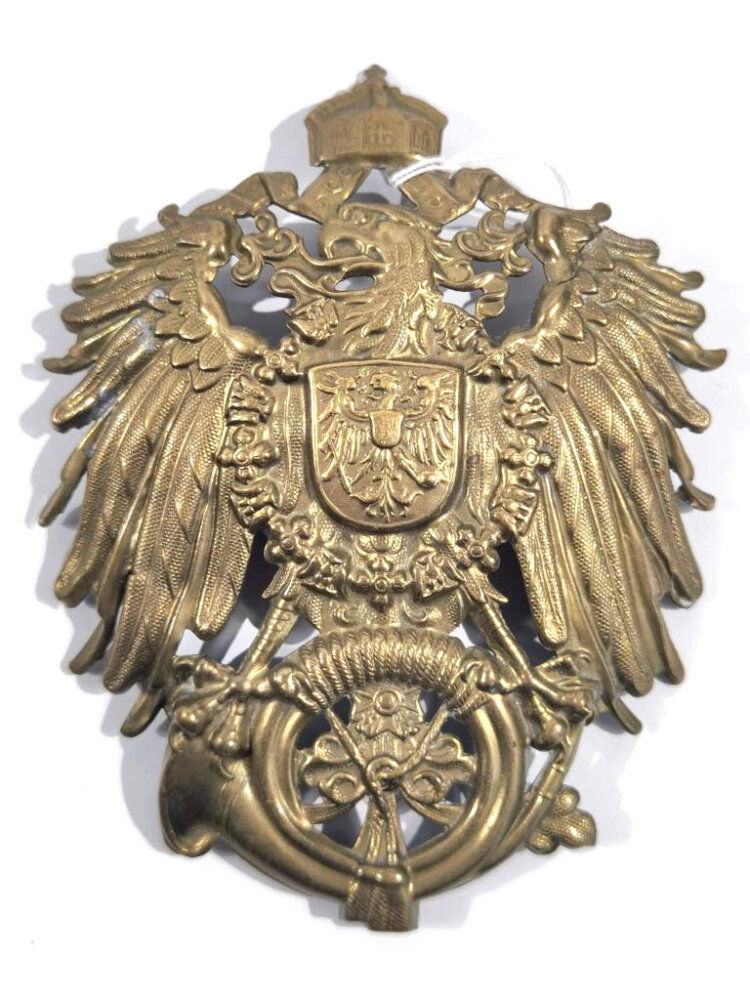 Preussen, Helmemblem für Postillon Hut Reichspost , messing ca 8,0 cm