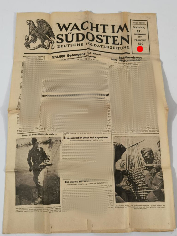 Wacht im Südosten, Deutsche Soldatenzeitung, 4 Seiten, Nummer 590, Au