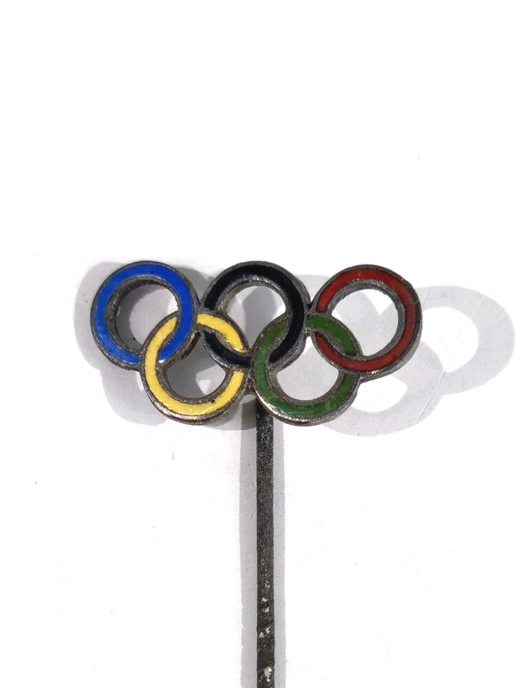 Olympiade 1936, Olympische Ringe als Anstechnadel, Breite 21mm, 30,00