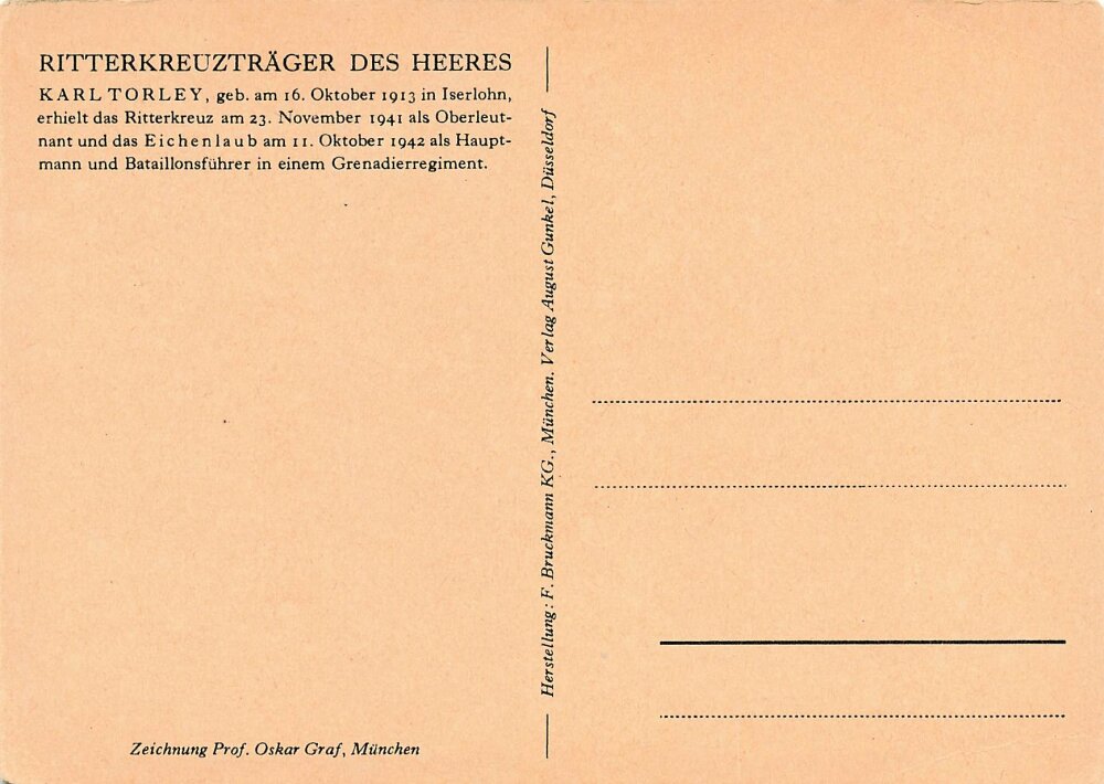 Ansichtskarte "Ritterkreuzträger Karl Torley", 20,00
