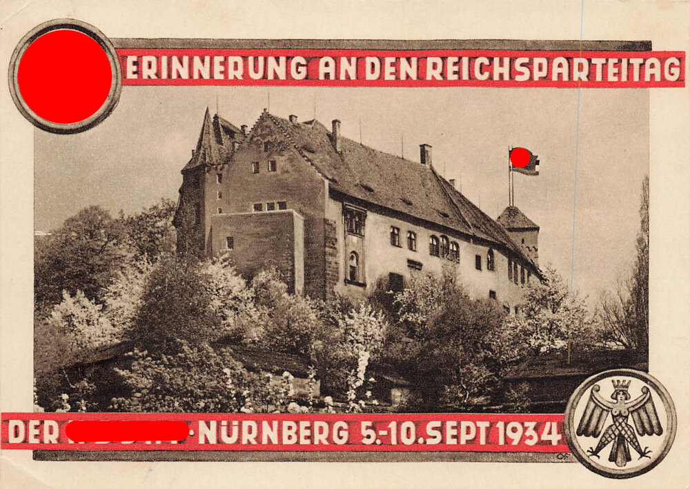 Farbige Propaganda Postkarte "Erinnerung an den Reichsparteitag Nürnb
