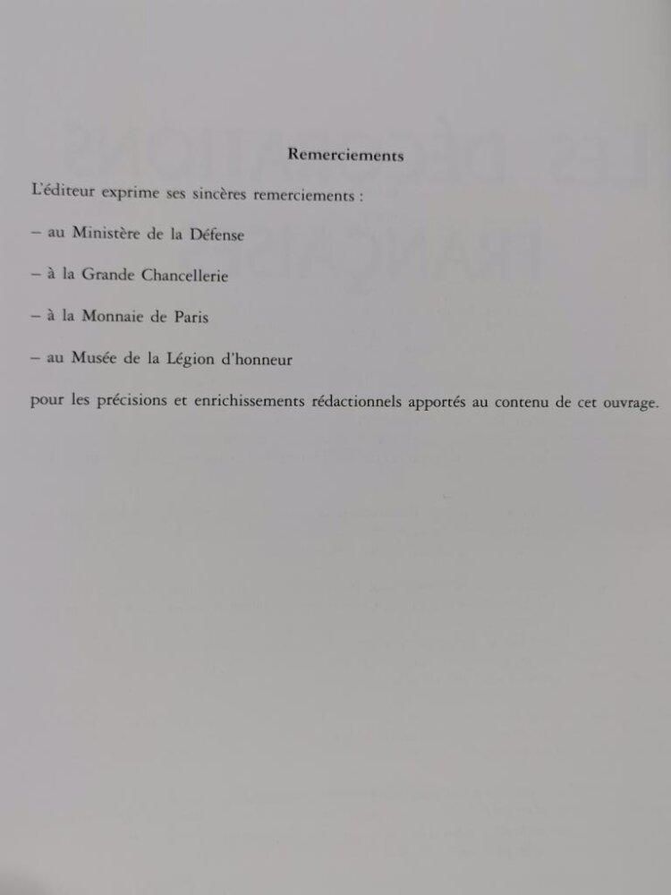 Les decorations francaises, Preface du General jean - Philippe Douin,