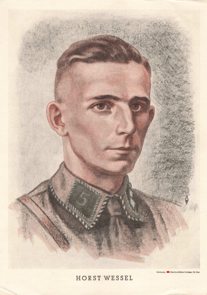 Horst Wessel , Druck einer Portrait Zeichnung: Sa.-Obersturmführer Pr