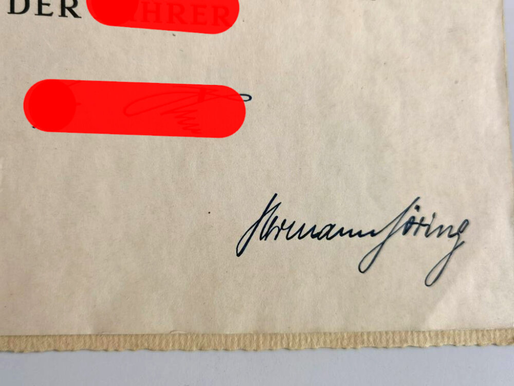 Hermann Göring, eigenhändige Unterschrift auf großformatiger Ernennun