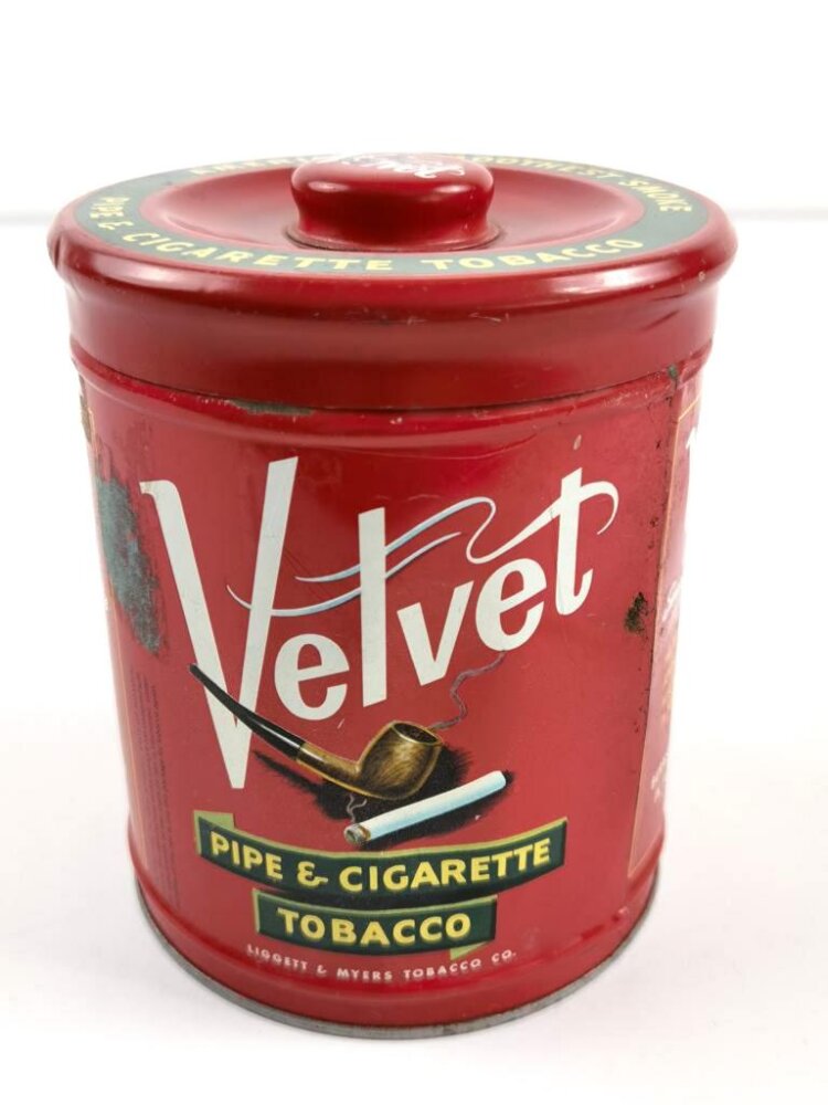 U.S. 1950/60´s " Velvet" Pipe & Cigarette Tobacco tin, empty, 16cm hi