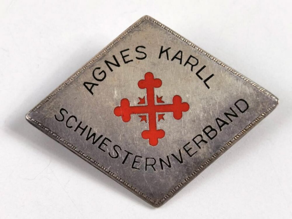 Agnes Karll Schwesternverband Brosche, Maße 5 x 3,6 cm, 935 Silber, 1