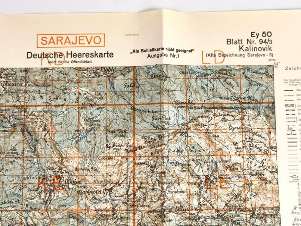 Deutsche Heereskarte 1943 "Kalinovik" Bosnien und Herzegowina, 40,00