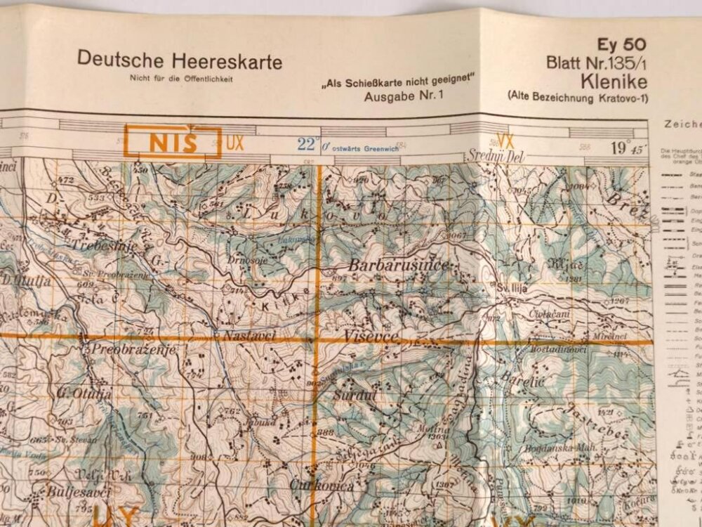 Deutsche Heereskarte 1943 "Klenik" Slowenien, 40,00
