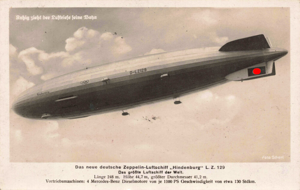 Ansichtskarte " Das neue deutsche Zeppelin Luftschiff Hindenburg L.Z.