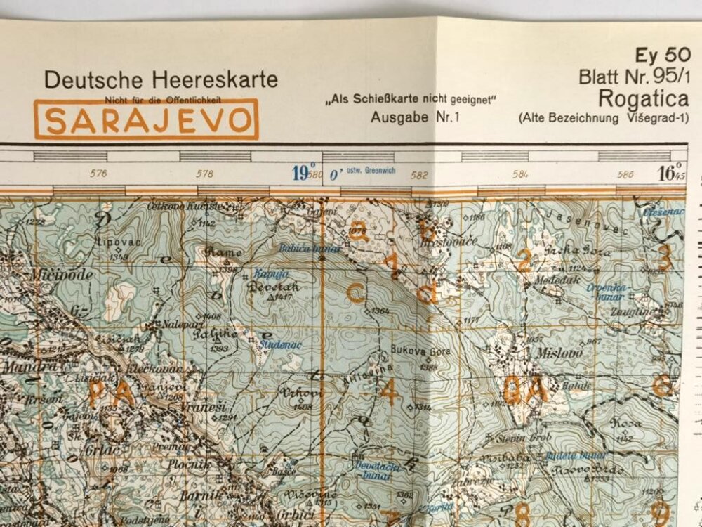Deutsche Heereskarte 1943 "Rogatica" Bosnien und Herzegowina, 40,00