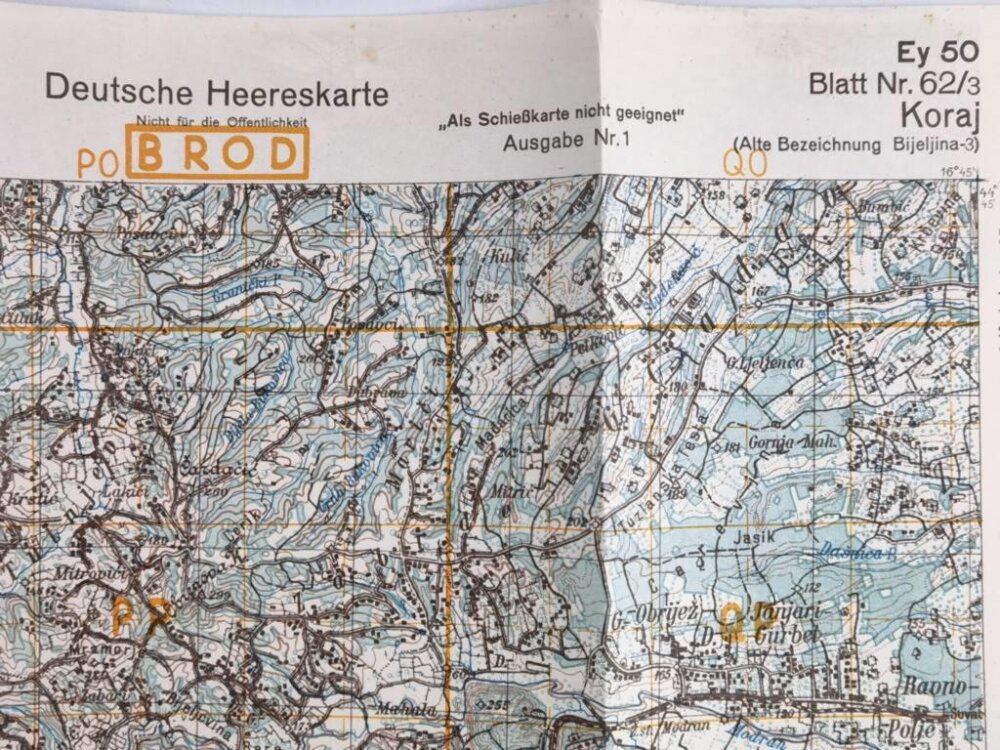 Deutsche Heereskarte 1943 "Koraj" Bosnien und Herzegowina, 40,00