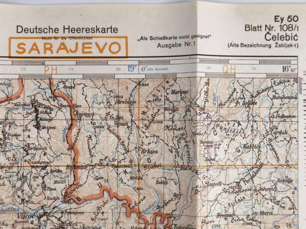 Deutsche Heereskarte 1943 "Celebic" Bosnien und Herzegowina, 40,00