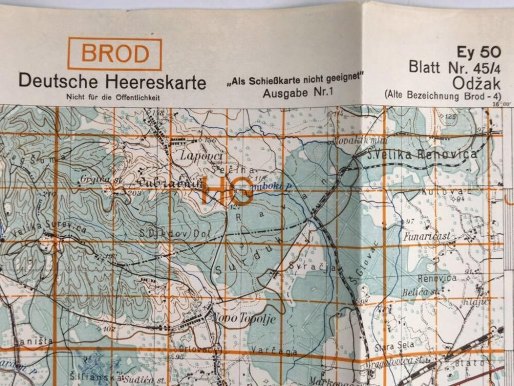 Deutsche Heereskarte 1943 "Odzak" Bosnien und Herzegowina, 40,00