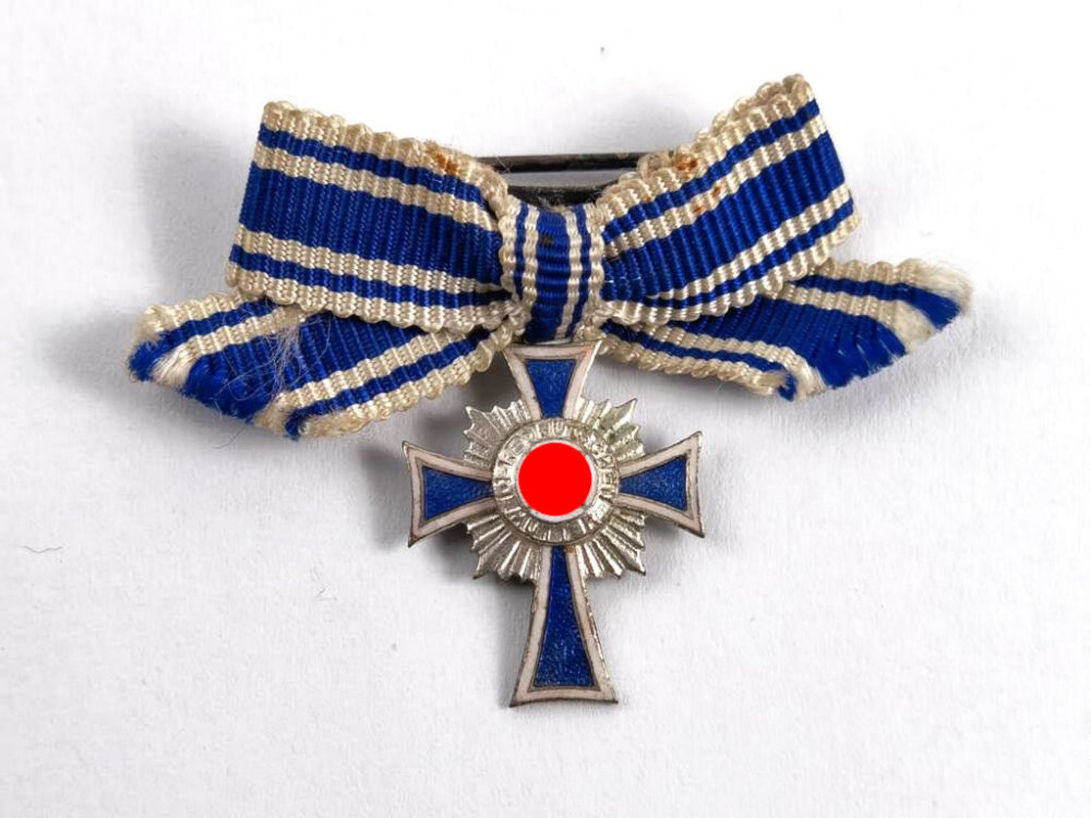 Miniatur, Ehrenkreuz der Deutschen Mutter ( Mutterkreuz ) in Silber a ...