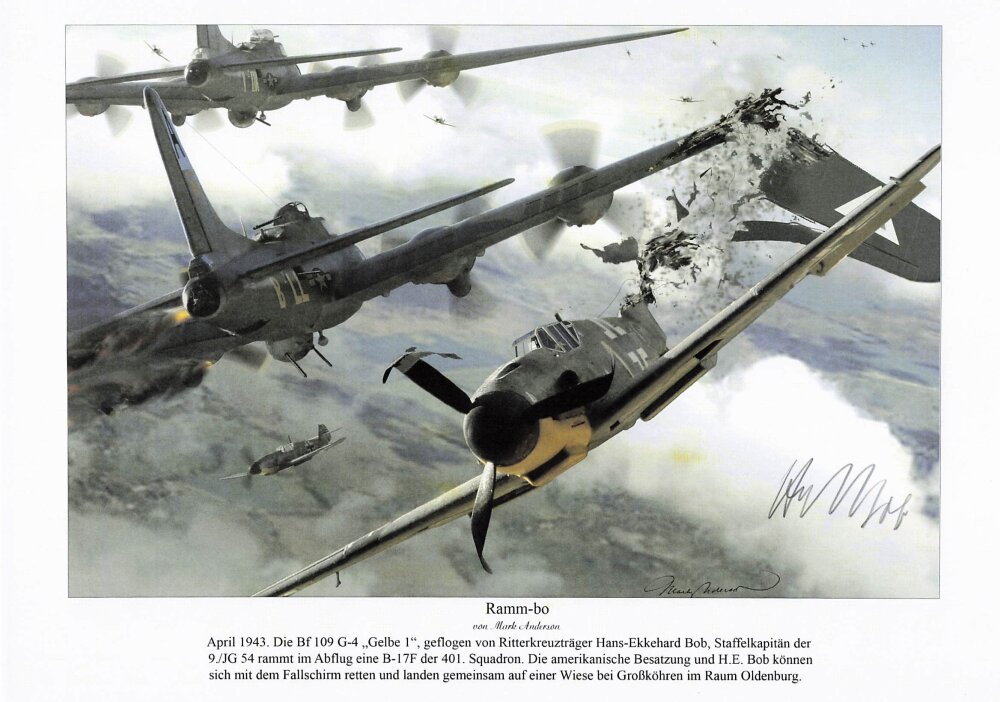 Luftwaffe, DIN A4 Druck "Ramm-bo" Ritterkreuzträger Hans Ekkehard Bob