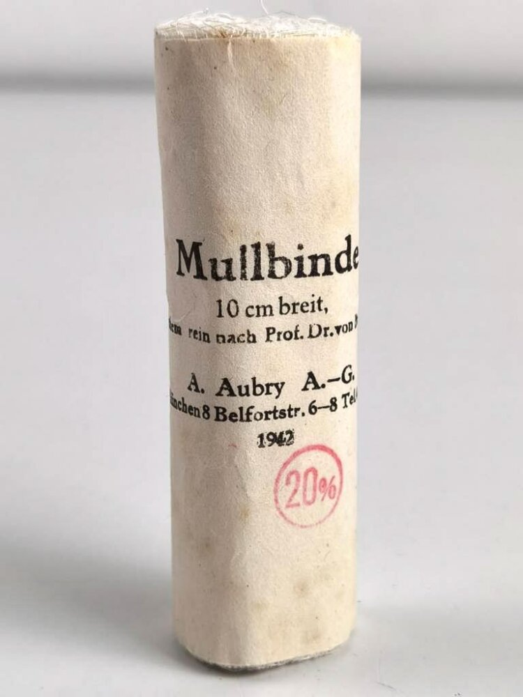 Mullbinde 10cm Breit, datiert 1942, 20,00