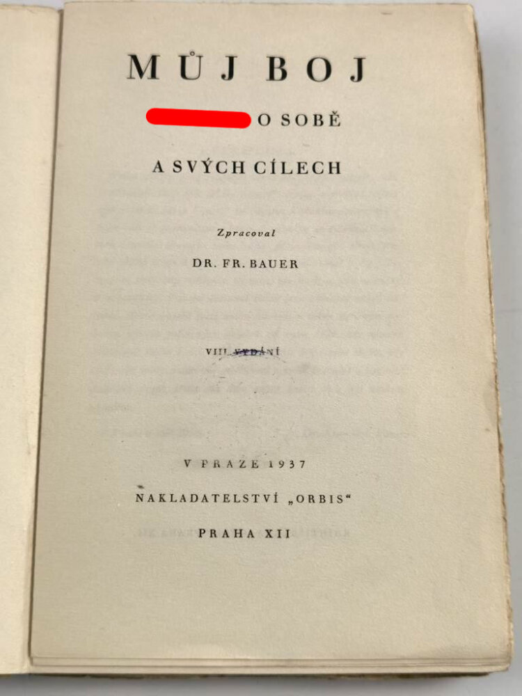 Tschechische Ausgabe von Adolf Hitler " Mein Kampf" , "Muj Boj Hitler