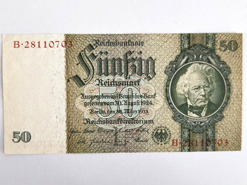 Reichsbanknote 50 Reichsmark aus der Zeit des 2.Weltkrieg, 20,00