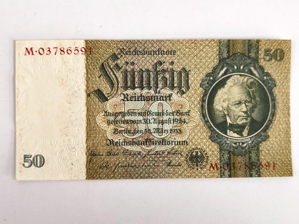 Reichsbanknote 50 Reichsmark aus der Zeit des 2.Weltkrieg, 20,00