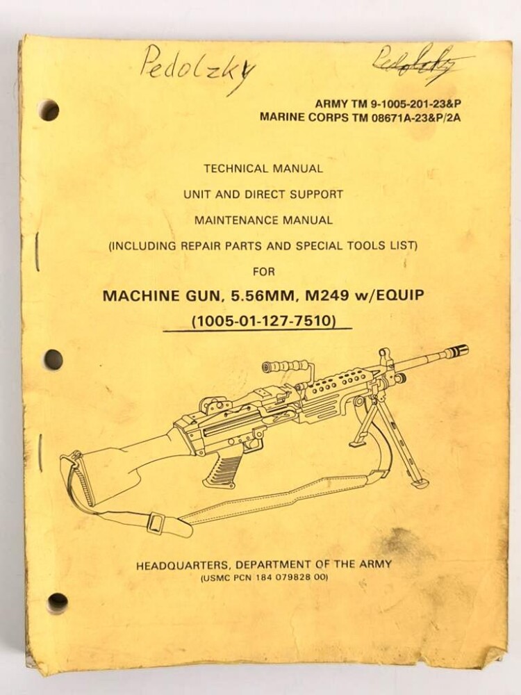 U.S. Technical Manual 9-1005-201-23&P "Machine Gun, 5.56MM, M249 w/Eq