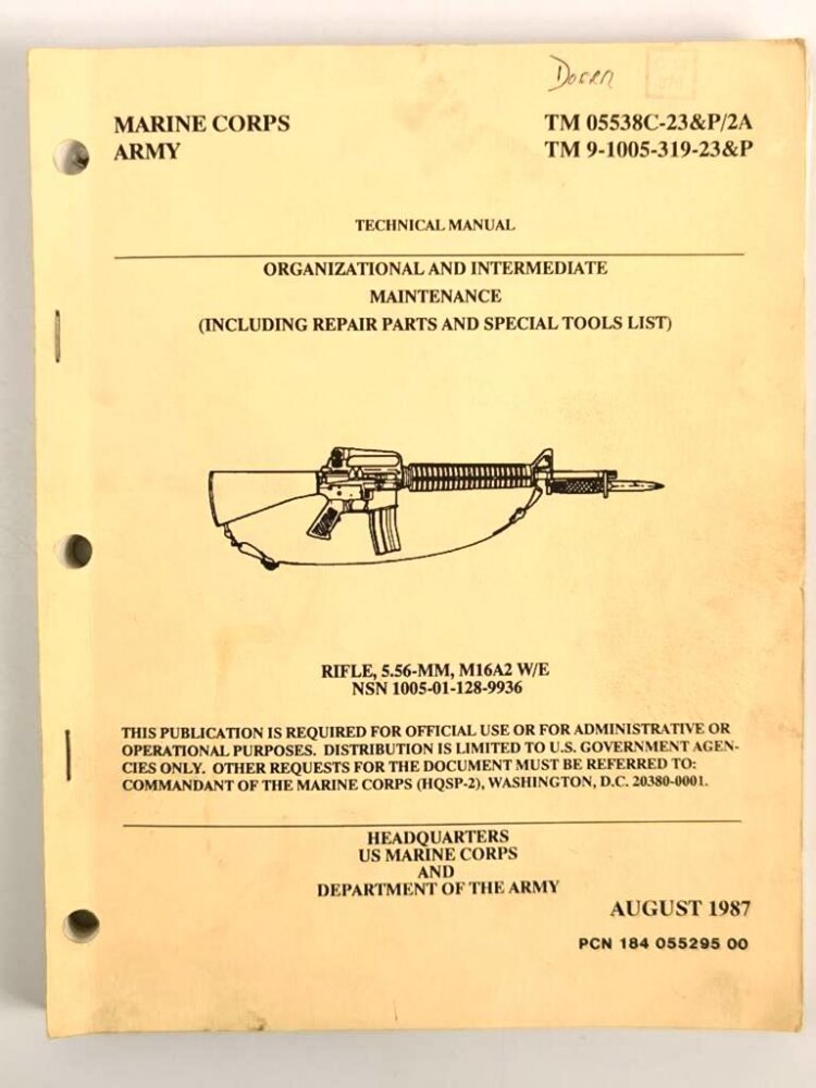 U.S. Technical Manual 9-1005-319-23&P "Rifle, 5.56-MM, M16A2 W/E" use