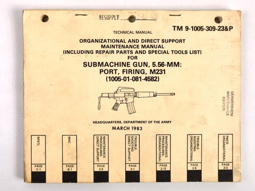 U.S. Technical Manual 9-1005-309-23&P "Submachine Gun, 5.56-MM: Port,