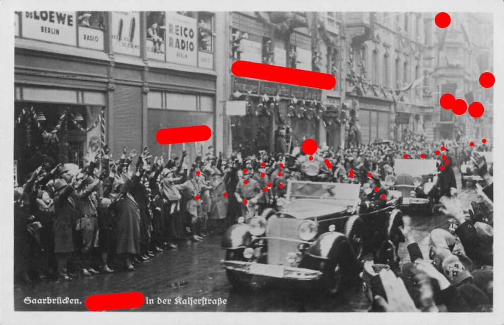 Ansichtskarte "Saarbrücken - Adolf Hitler in der Kaiserstraße", 25,00