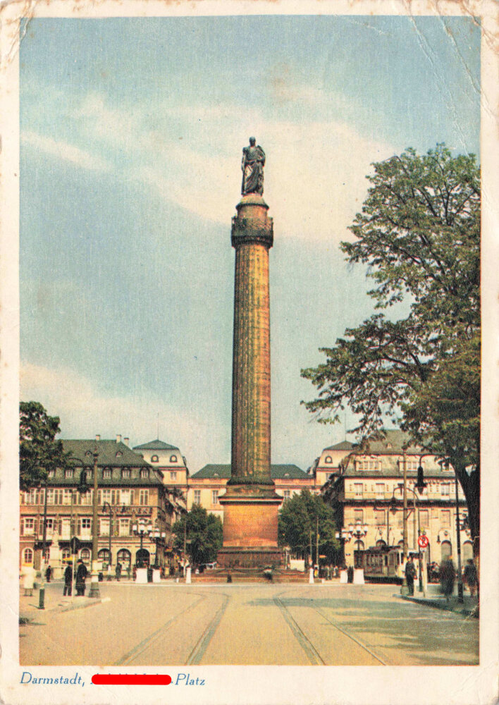 Ansichtskarte "Darmstadt, Adolf-Hitler-Platz" gelaufen 1943, 20,00