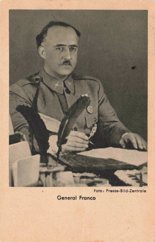 Ansichtskarte "General Franco" geknickt, 10,00