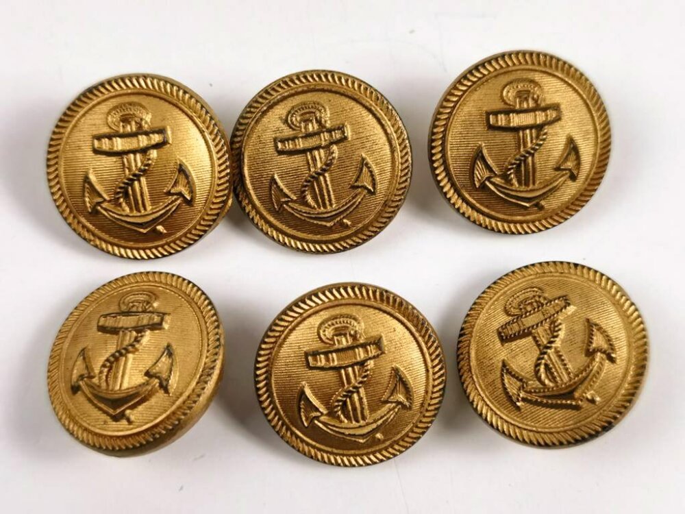 Kriegsmarine, 6 Stück Uniformknopf 25mm "JFS 1942" aus Glas, 40,00