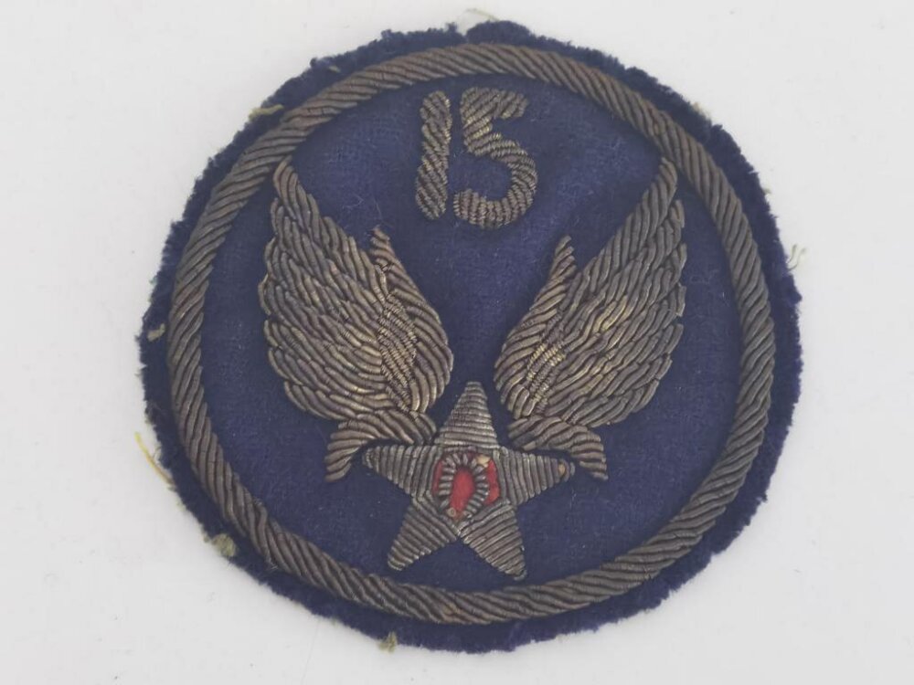 U.S. WWII , 15th Army Air Force hand embroidered Bullion patch 75mm,