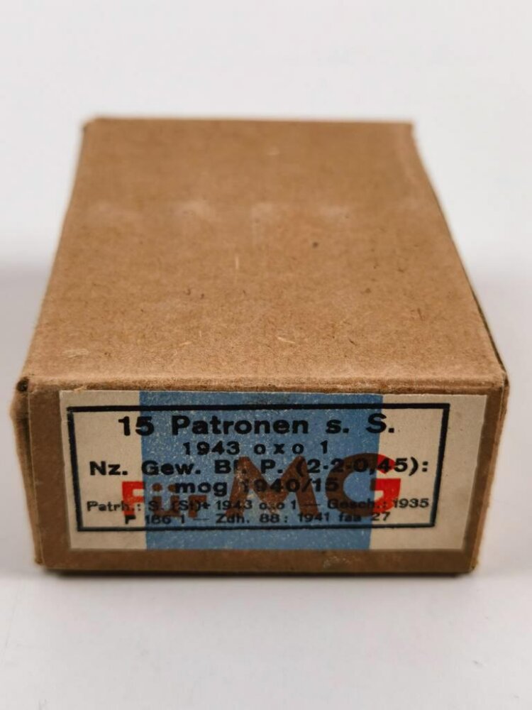 Patronenschachtel Wehrmacht für 15 Patronen " Für MG" datiert 1943, 25,00