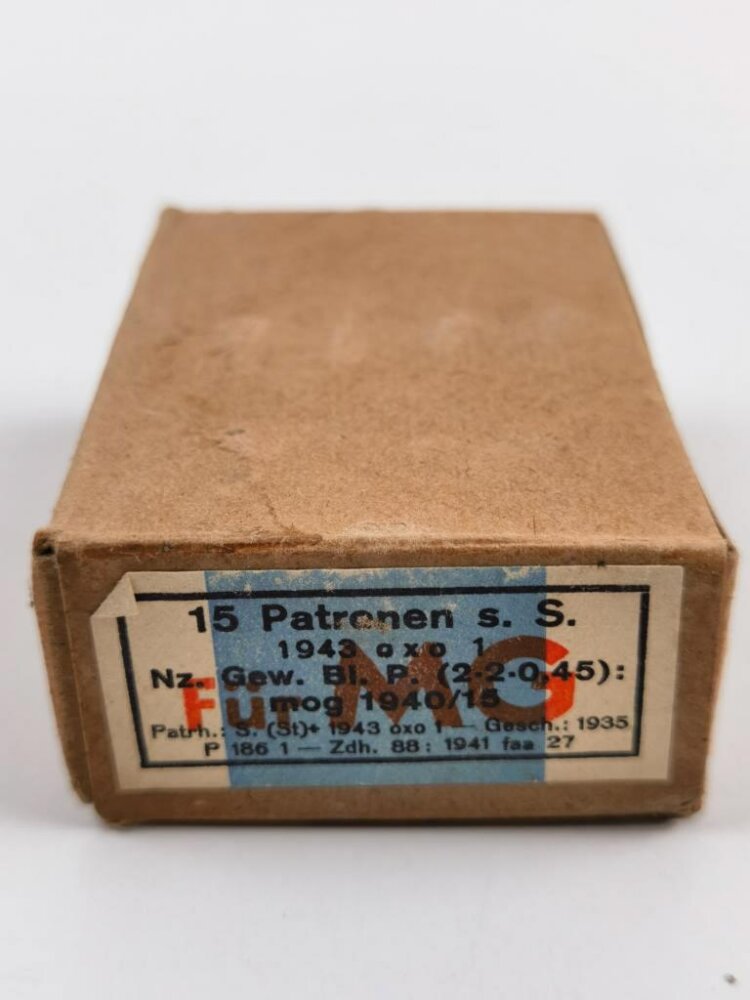 Patronenschachtel Wehrmacht für 15 Patronen " Für MG" datiert 1943, 20,00