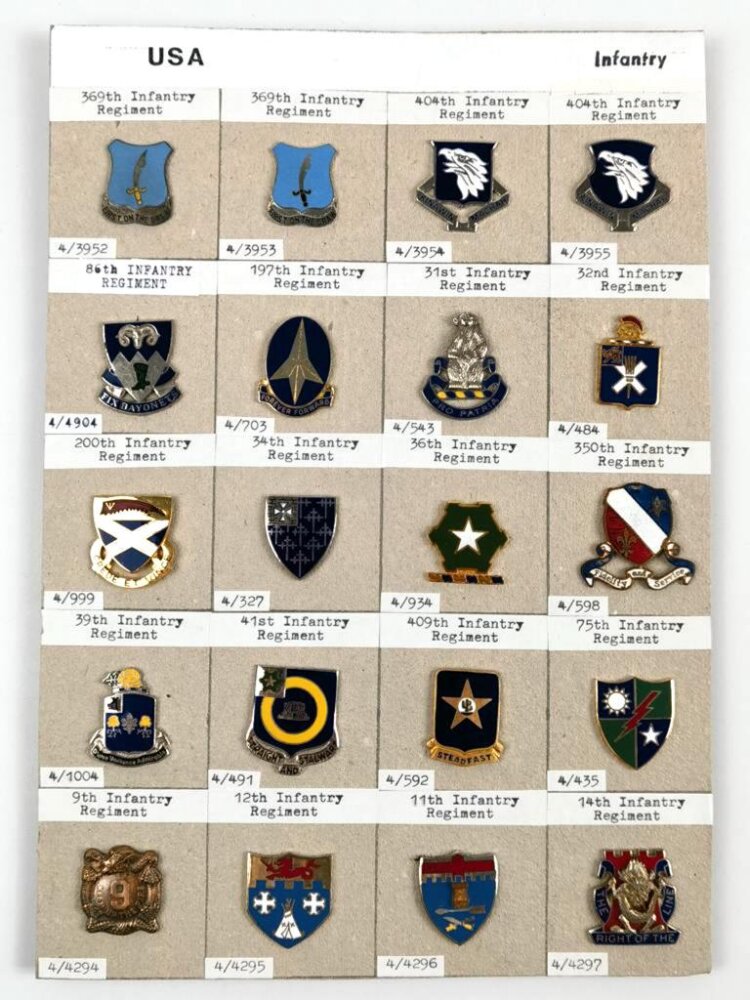 U.S. Army, Unit Crest collection, 20 x Infantry, 120,00