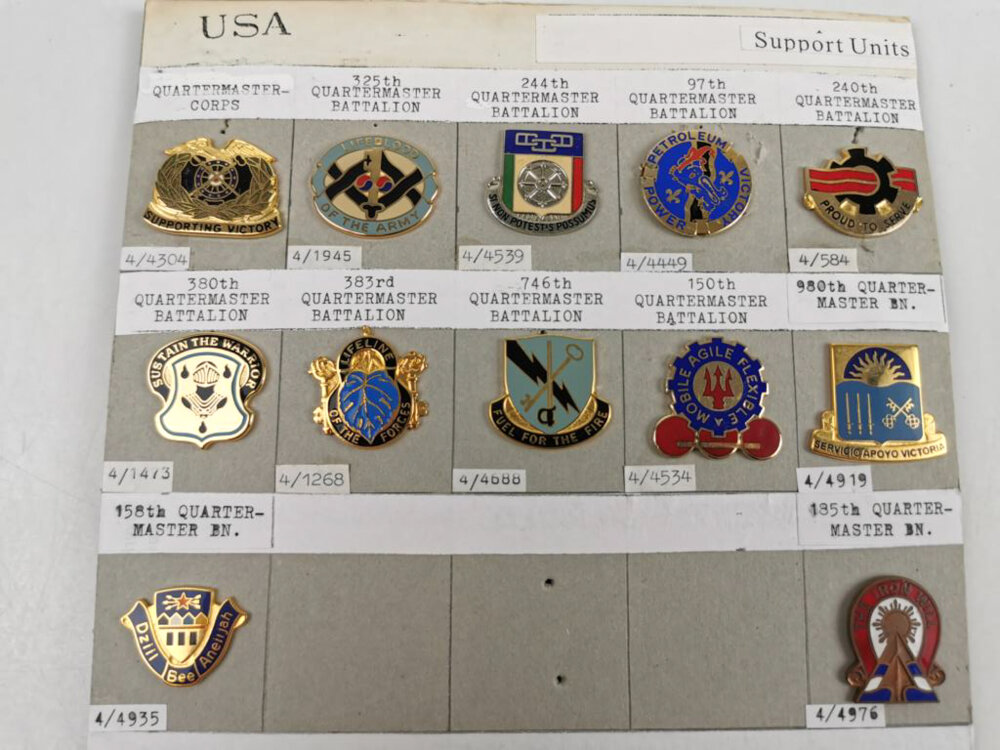 U.S. Army, Unit Crest collection, 12 x "Support Units", 75,00