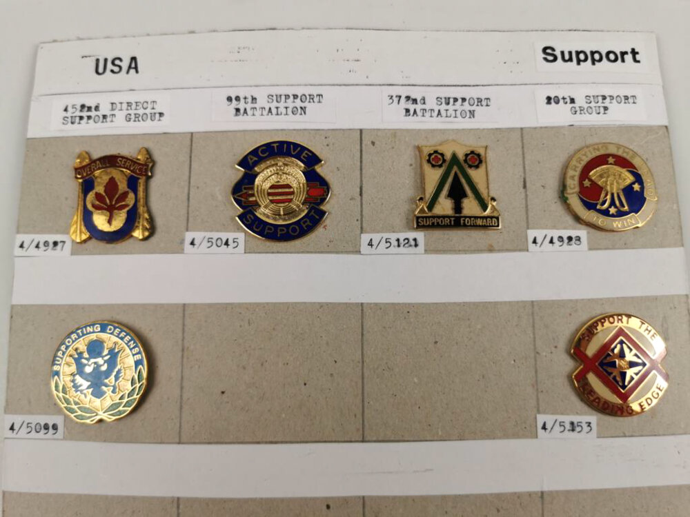 U.S. Army, Unit Crest collection, 6 x "Support Units", 40,00