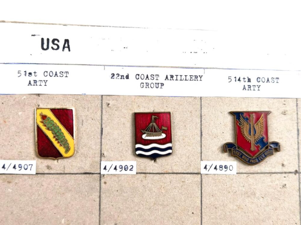 U.S. Army, Unit Crest collection, 3 x "Coastal Artillerie", 25,00