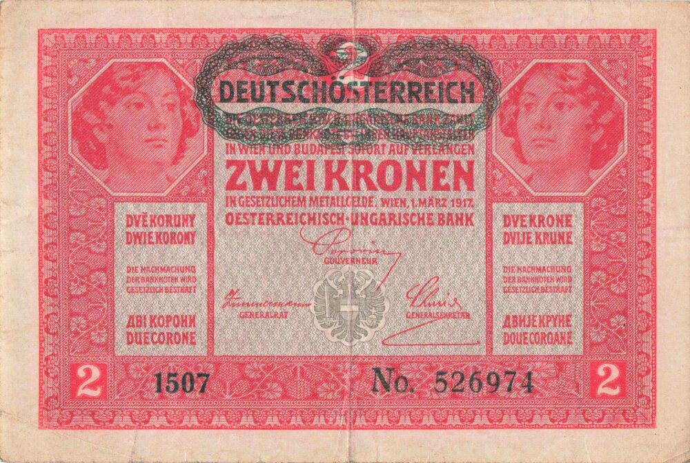 Österreich Ungarn k.u.k. , Banknote Zwei Kronen 1917, 10,00