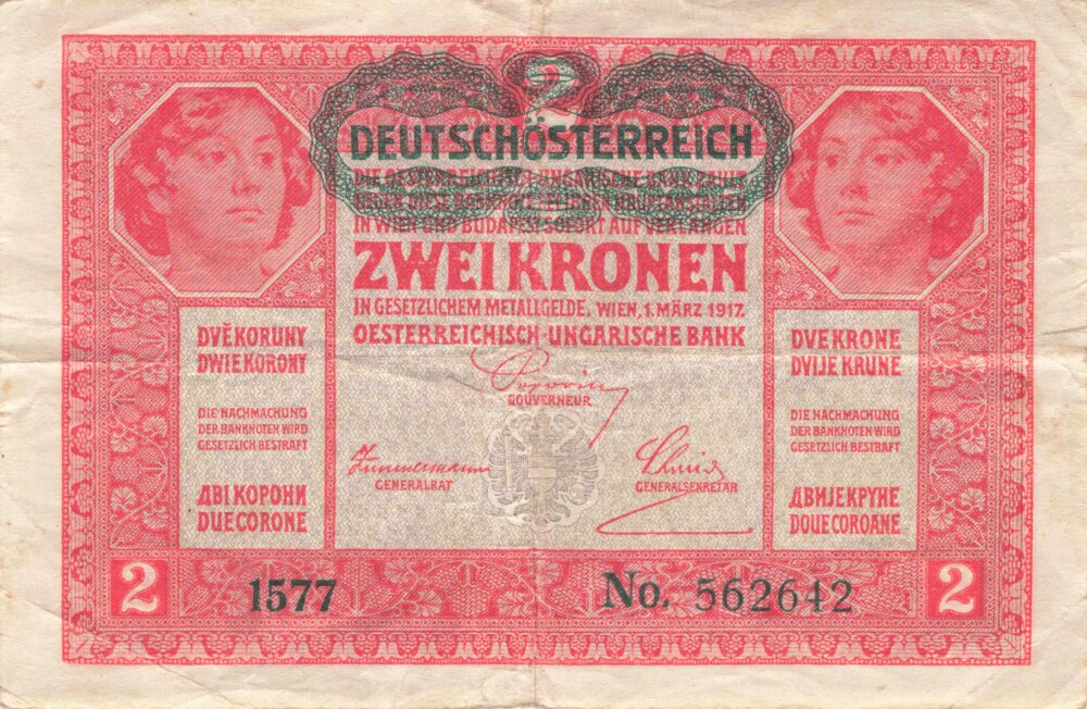 Österreich Ungarn k.u.k. , Banknote Zwei Kronen 1917, 10,00
