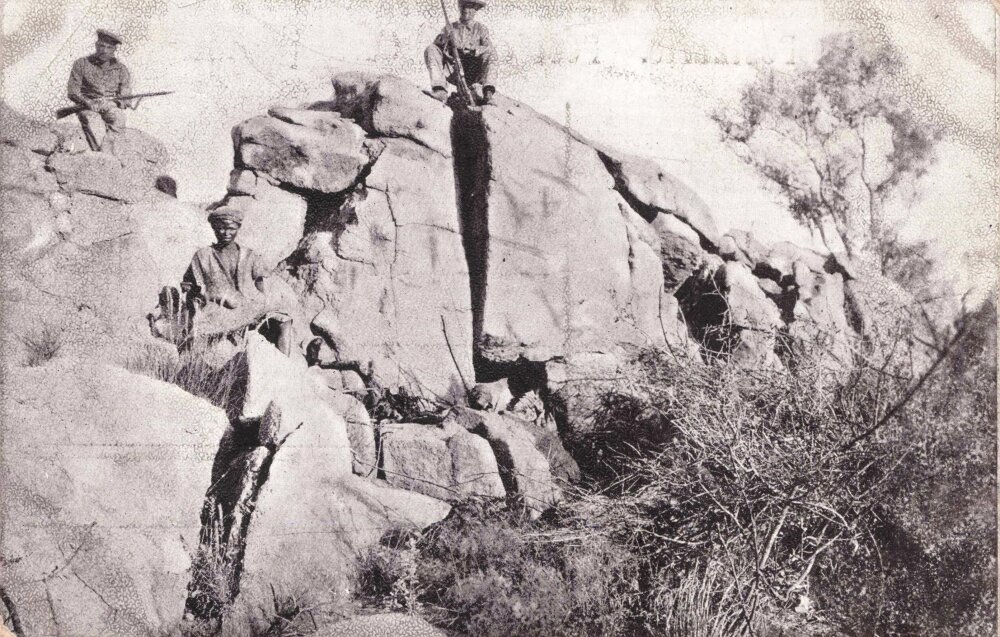 Postkarte, Deutsch Südwestafrika "Die erstürmten Klippen bei Etiro ...