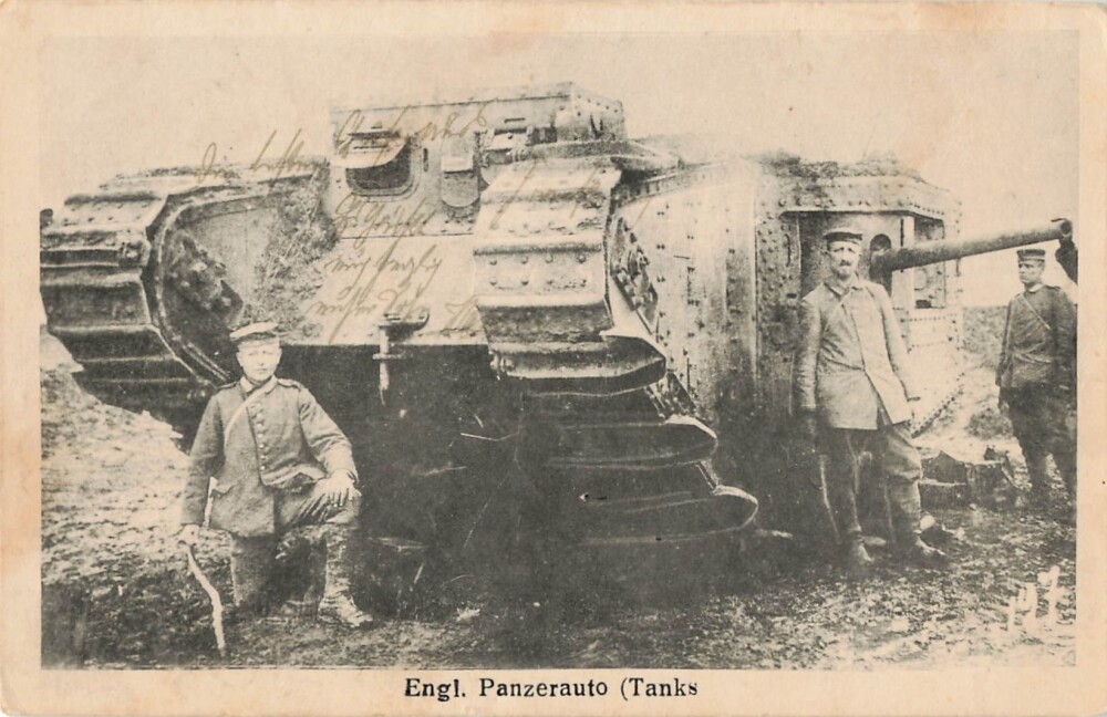 1. Weltkrieg Postkarte " Englisches Panzerauto ", 25,00