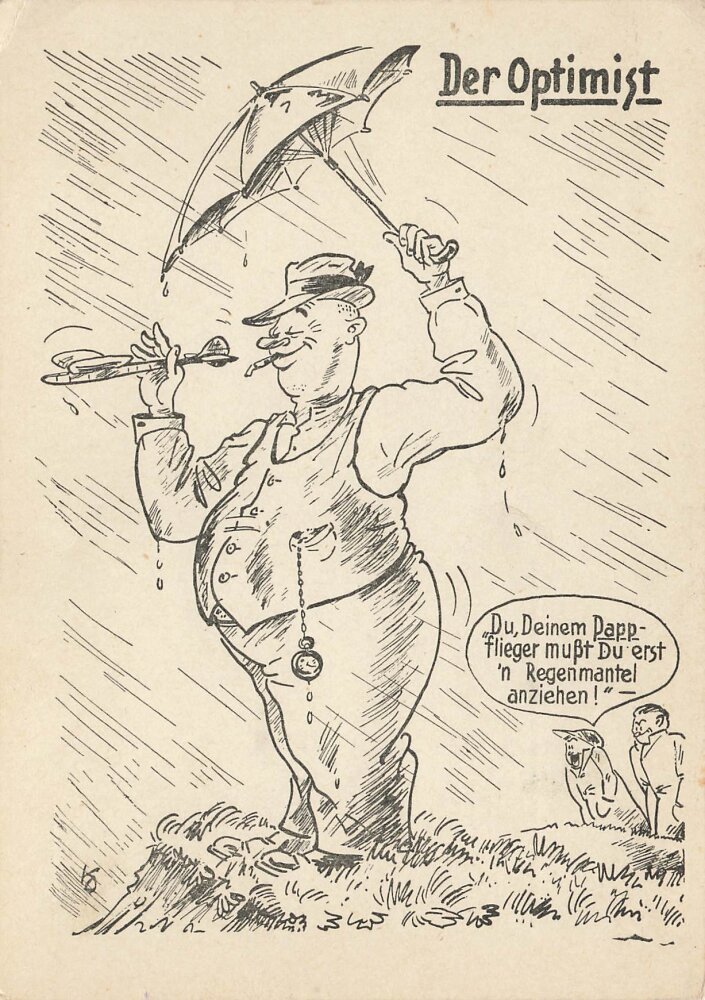 Ansichtskarte DLV "Der Optimist, Du, Deinem Pappflieger musst du erst