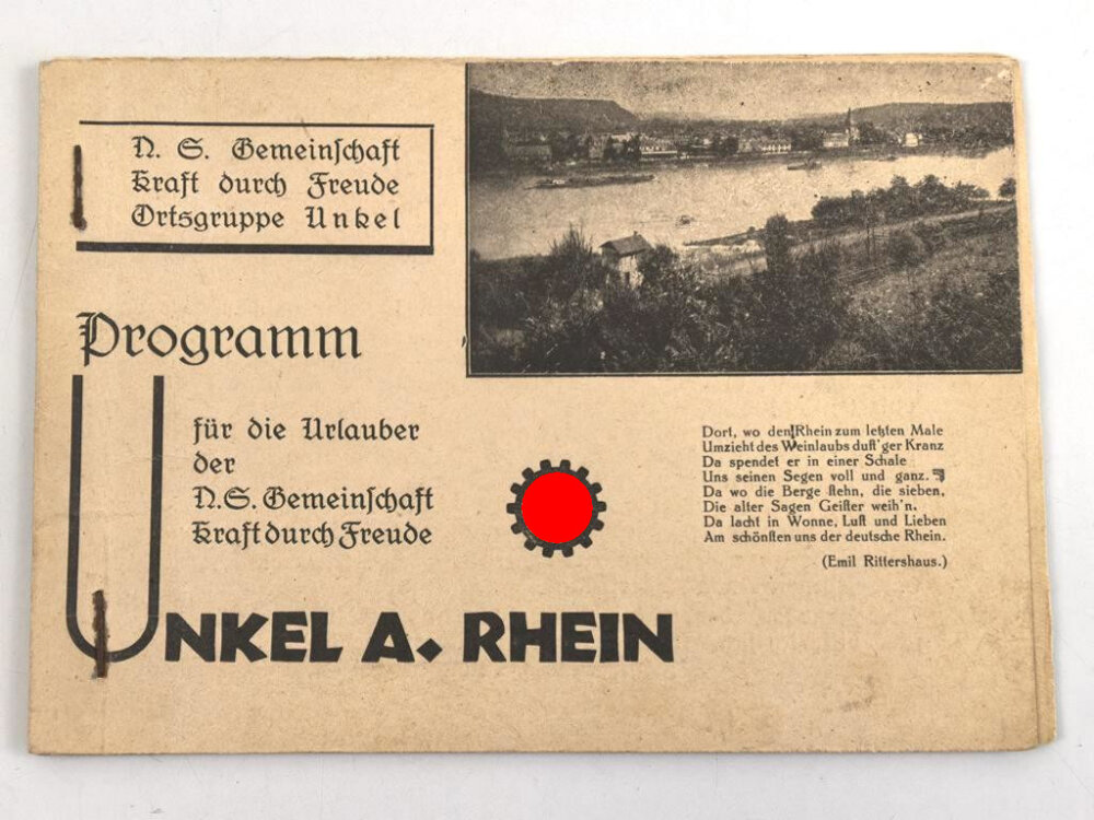 N.S. Gemeinschaft Kraft durch Freude, Programm für die Urlauber Unkel ...