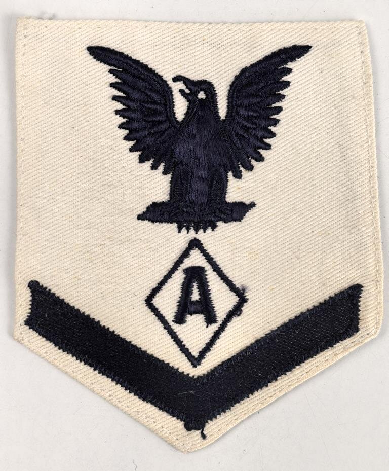 U.S. Navy rating arm badge " A" on white, 15,00