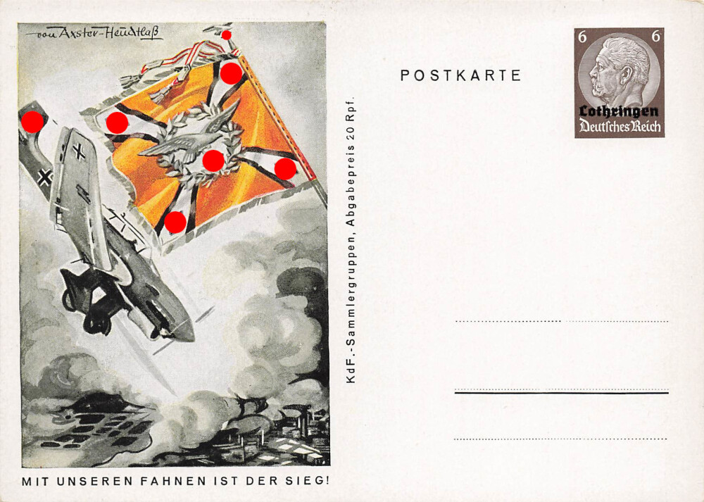 III. Reich - farbige Propaganda-Postkarte - " Mit unseren Fahnen ist