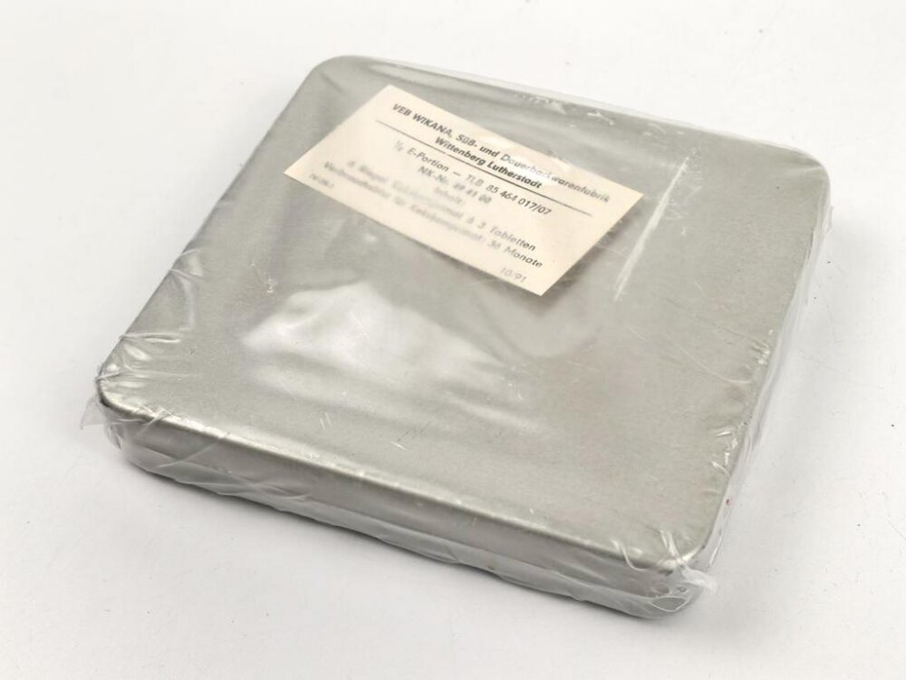 DDR, VEB Wikana 1 Packung 6 Riegel Kekskomprimat, ungeöffnet, 10,00